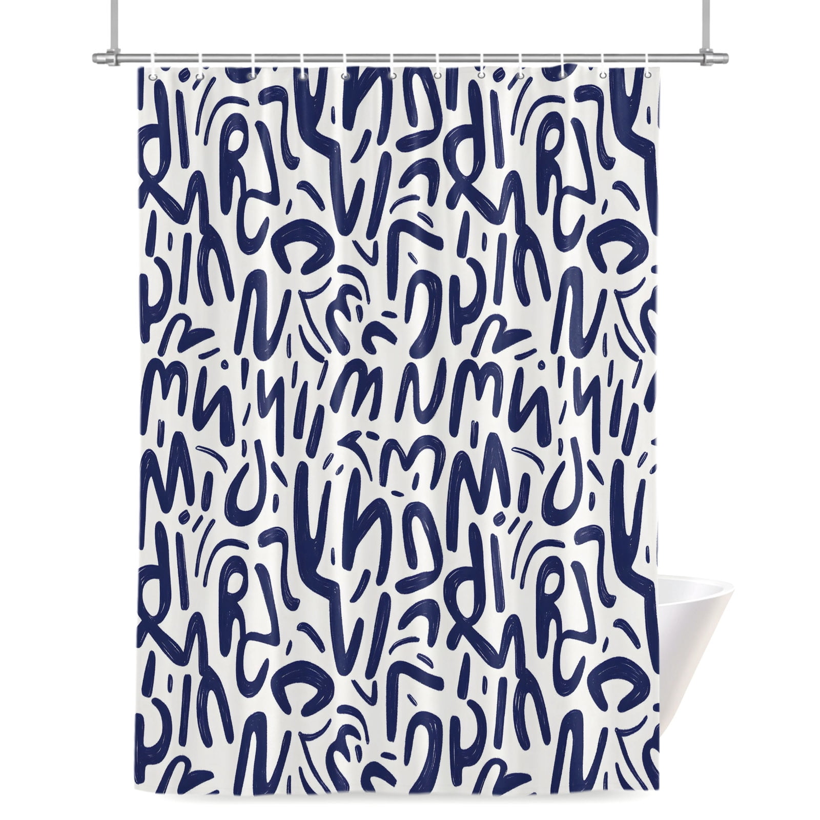 Abstract Scribbles Shower Curtains for Bathroom, Calligraphic Marks ...