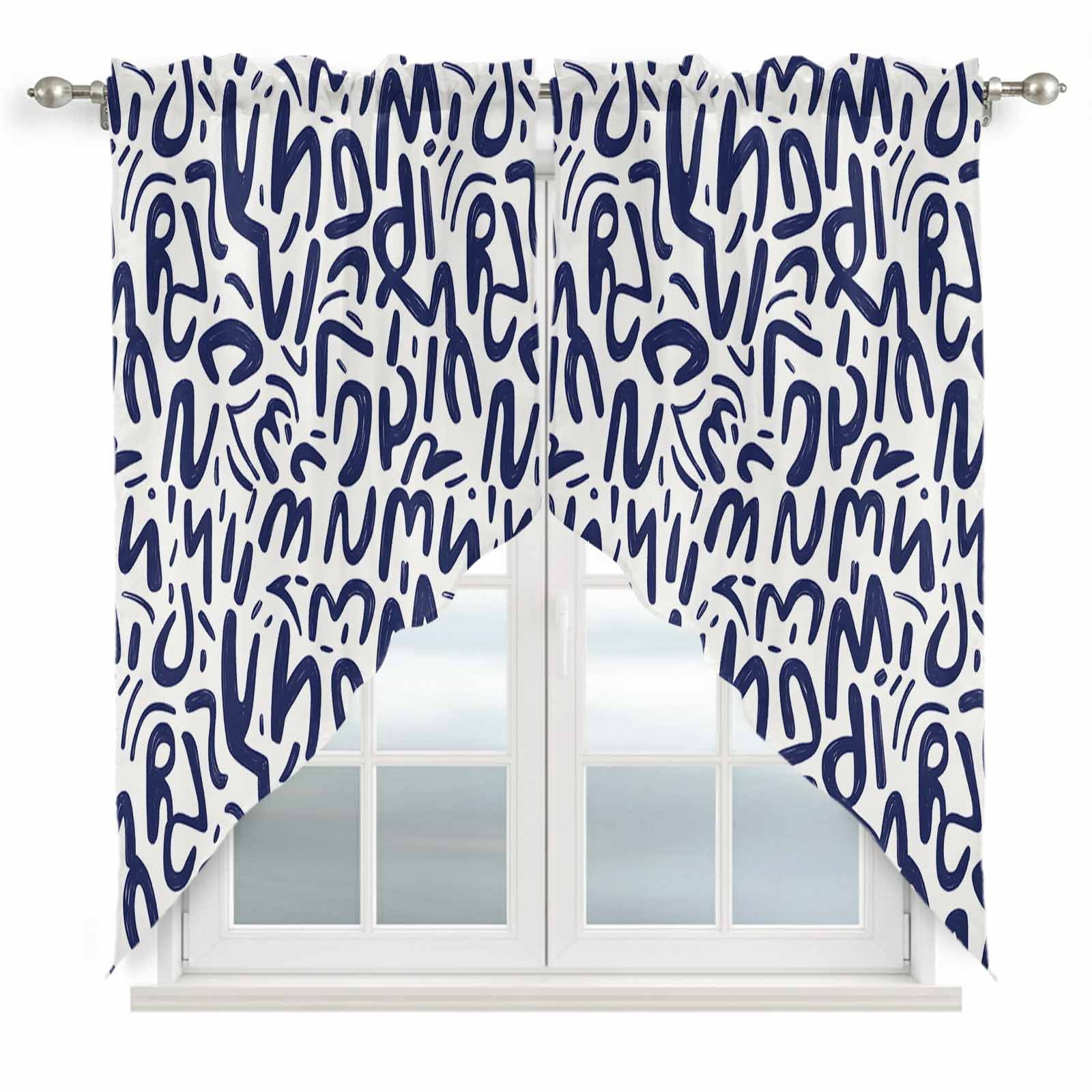 Abstract Scribbles Swag Curtain Valance for Window 2 Panels ...