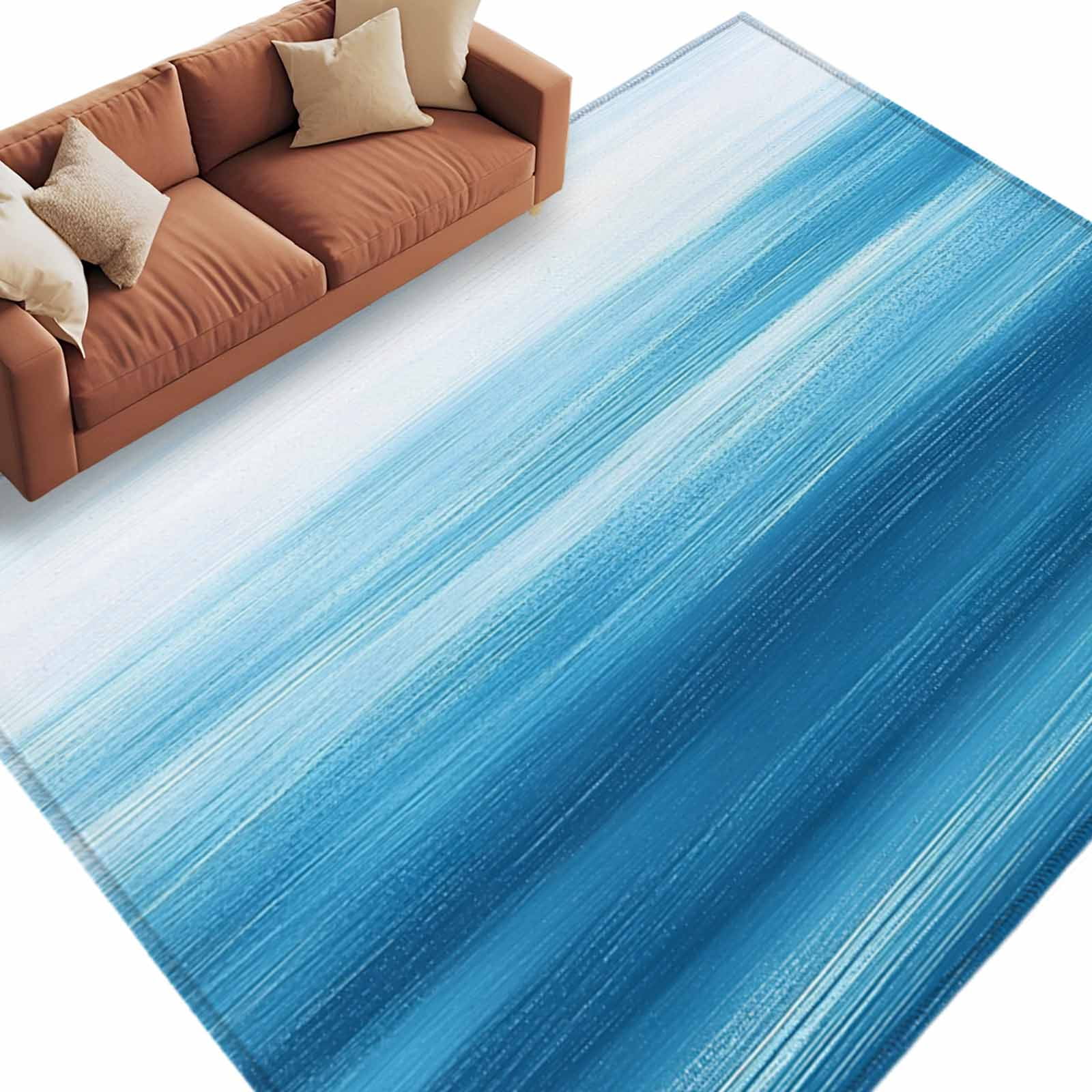 Abstract Sea Area Rug 5x8ft Blue Theme Gradient Watercolor Ocean ...