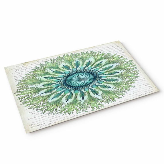 Abstract Sea Grass Door Mat Vintage Art Blue Green Watercolor Old ...