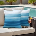 Abstract Sea Outdoor Throw Pillow Covers Set of 2, Blue Theme Gradient ...