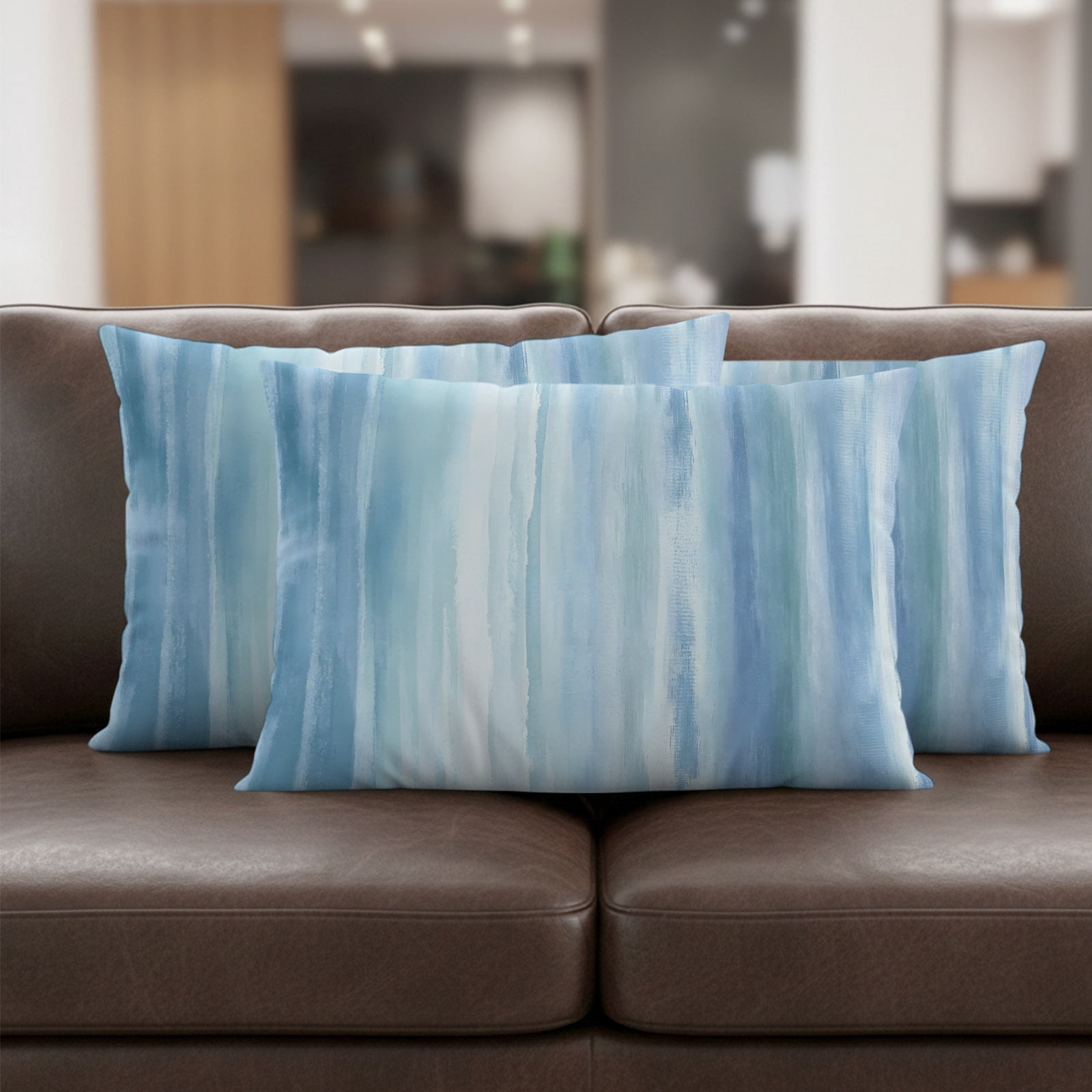 Abstract Sea Pillow Covers Set of 4, Modern Minimalist Light Blue ...