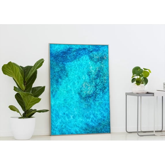 Abstract Sea Waves Art Poster: Blue Ocean Texture, Coastal Decor ...