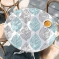 Abstract Seamless Plants Leaves Round Fitted Tablecloth with Elastic ...