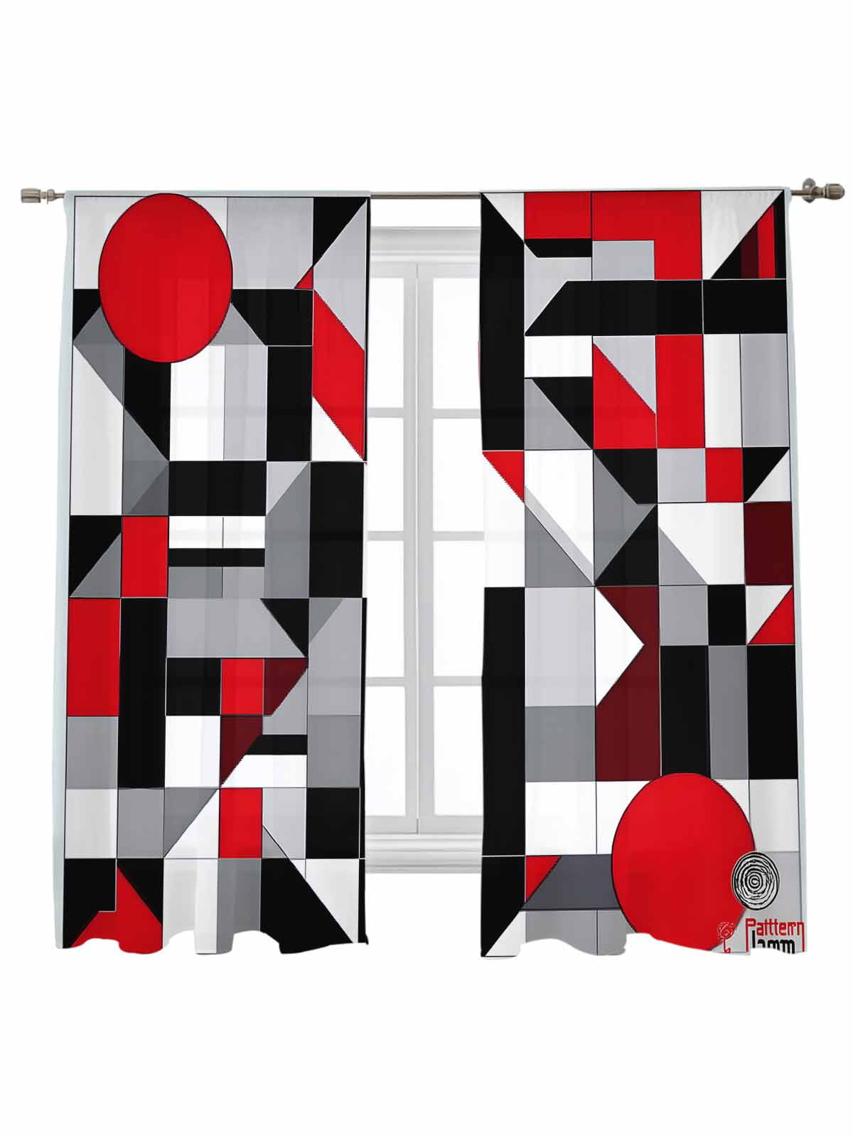 Abstract Seamless Stitching Sheer Curtains 72 inches Long 2 Panels Set ...