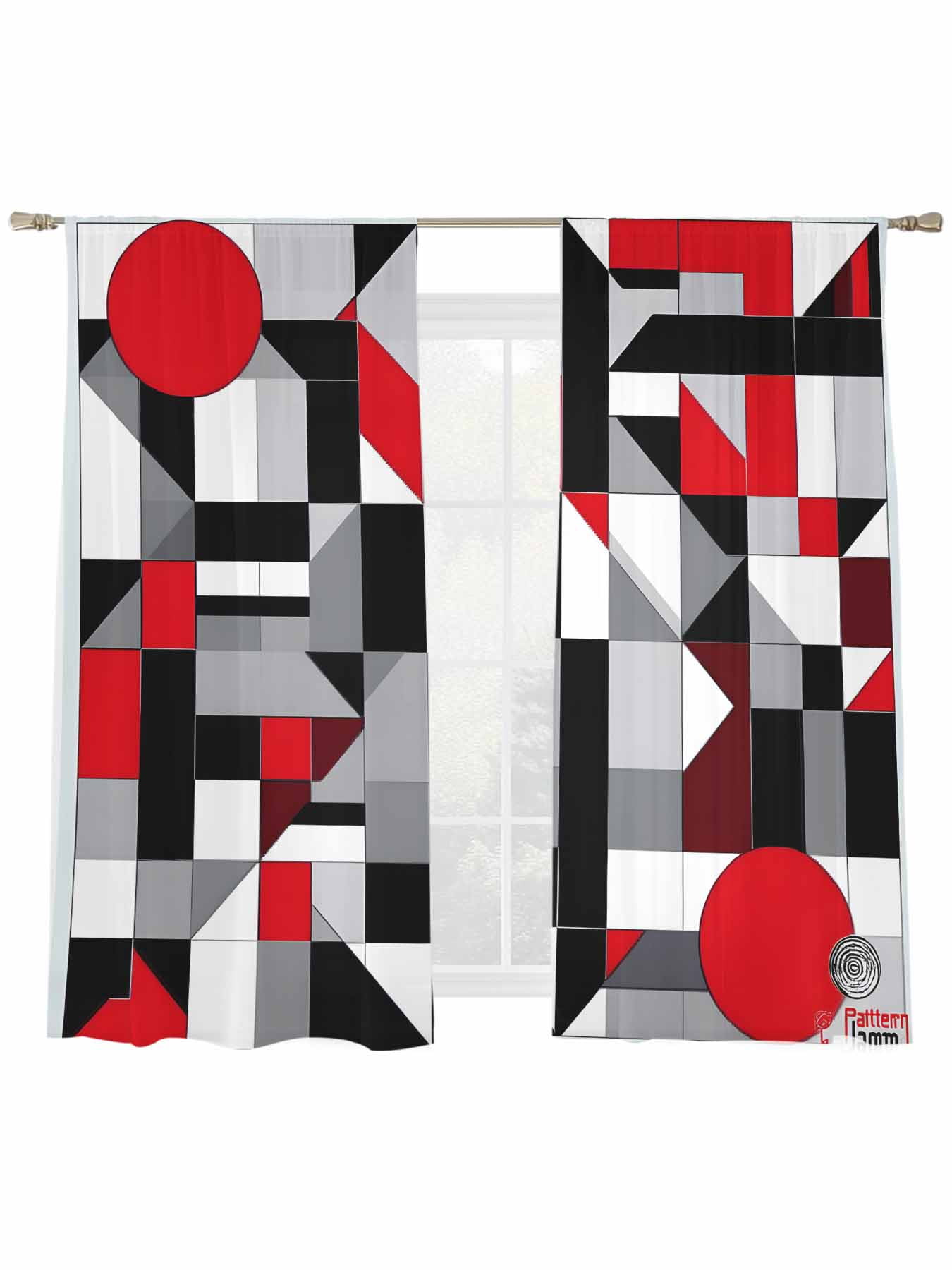 Abstract Seamless Stitching Sheer Curtains for Living Room Bedroom ...