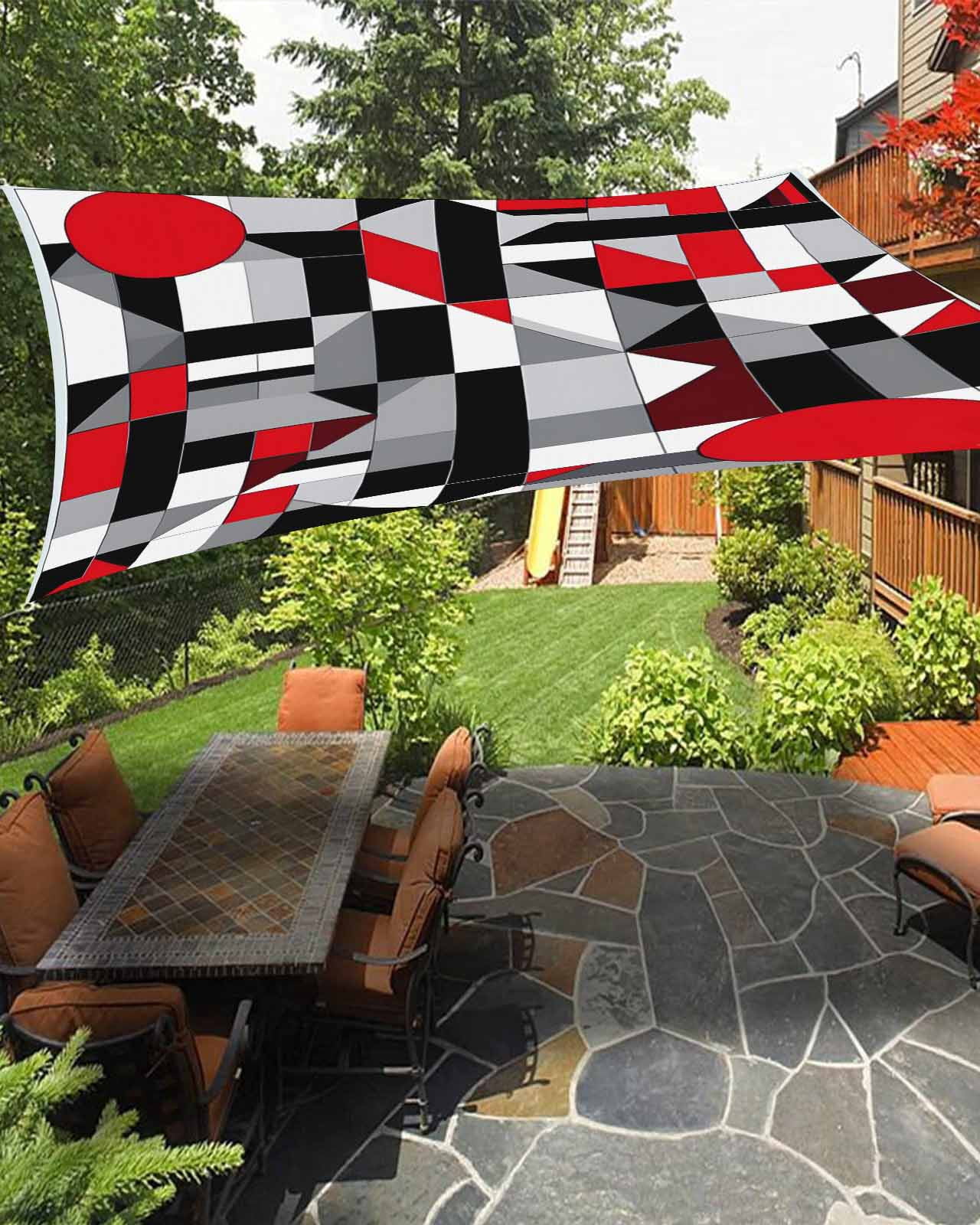 Abstract Seamless Stitching Sun Shade Sail 12'X16' Red Black Striped ...