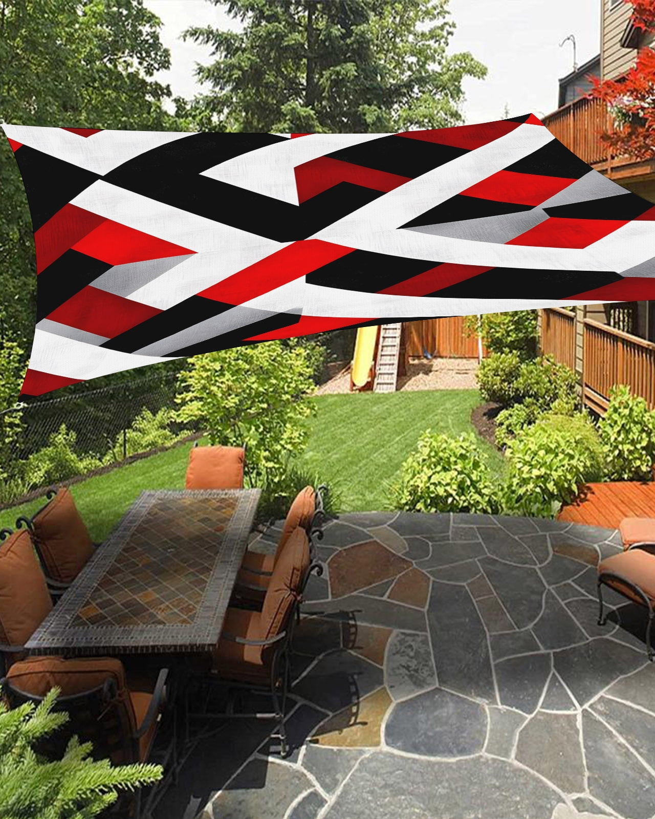 Abstract Seamless Stitching Sun Shade Sail 6.5'X10' Black Red Crystal ...