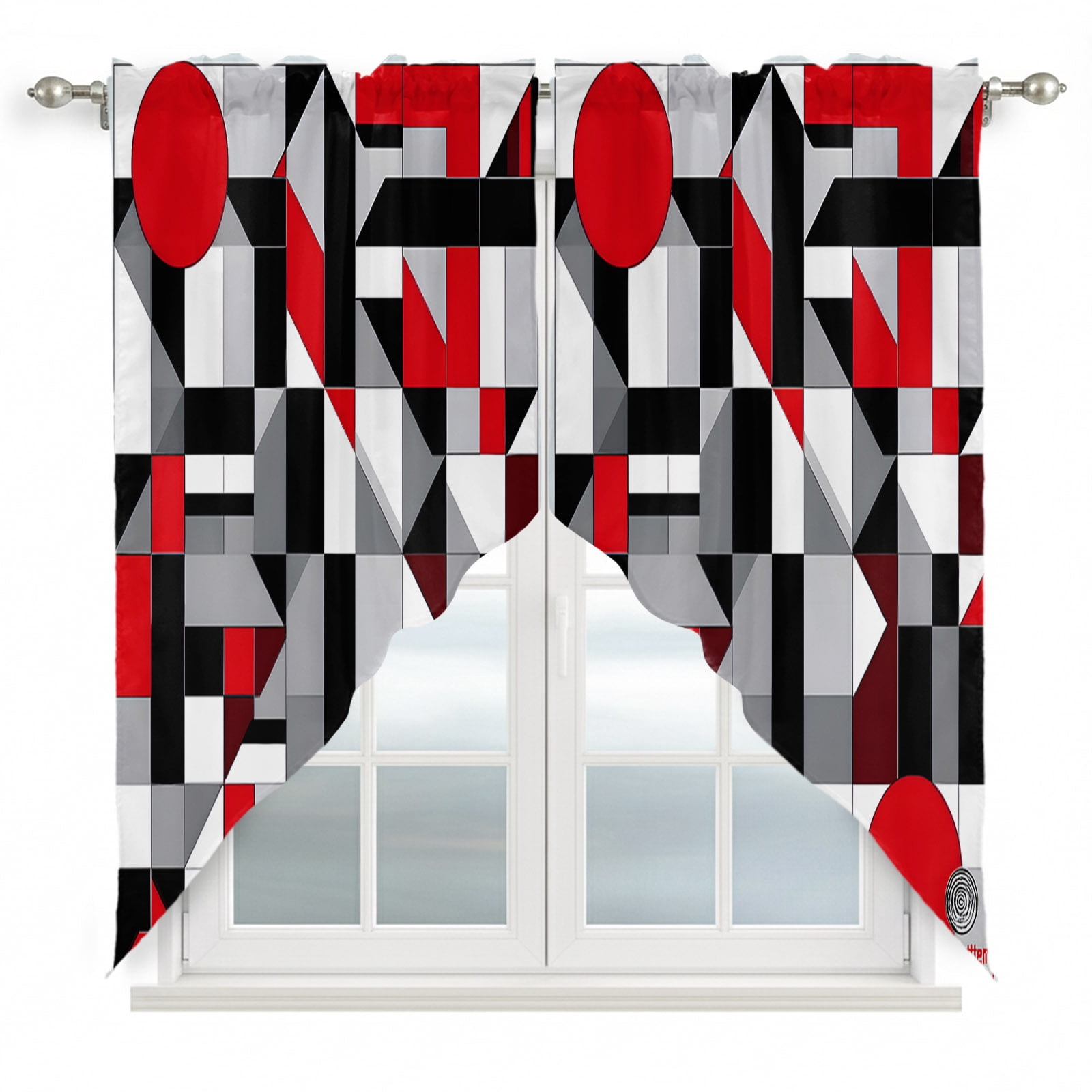 Abstract Seamless Stitching Swag Valances for Windows 63 inches Long ...