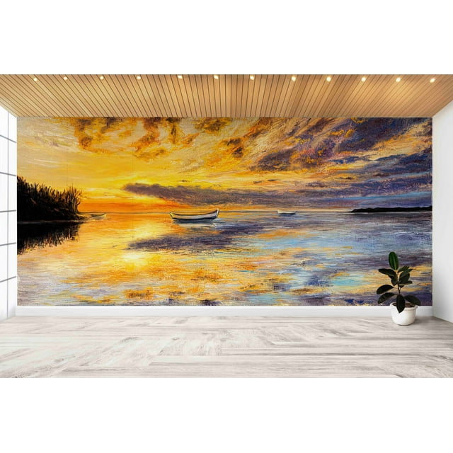 Abstract Seascape Painting, 3d Wallpaper, Paper Wall Art Landscape Wall ...