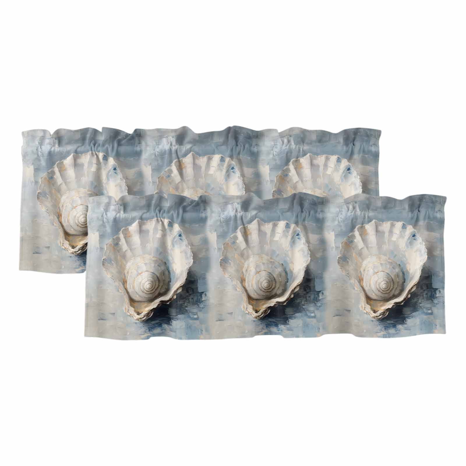 Abstract Seashells Valances for Windows, Decorative Rod Pocket Window ...