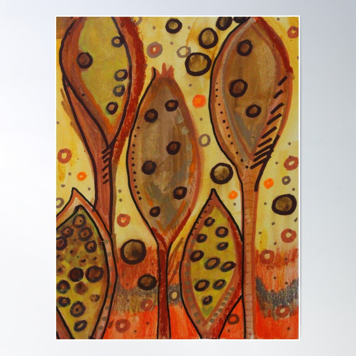 Abstract Seed Pods Drawing Design Poster Wall Art, Modern Wall Decor ...