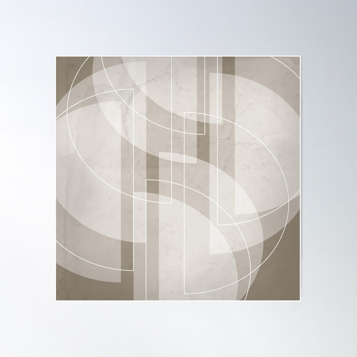 Abstract Semi Circle Design In Taupe Poster Wall Art, Modern Wall Decor ...