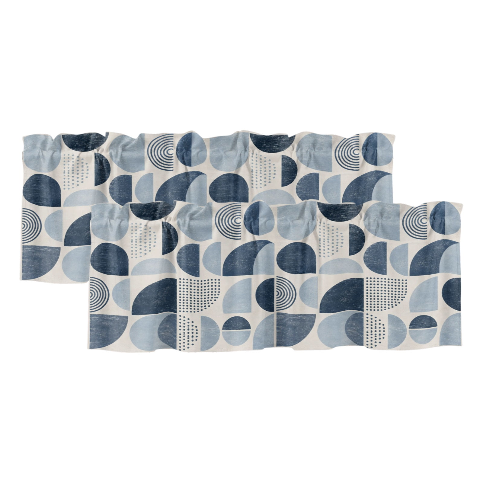 Abstract Semicircles 2 Panels Kitchen Valance, Boho Art Modern Denim ...