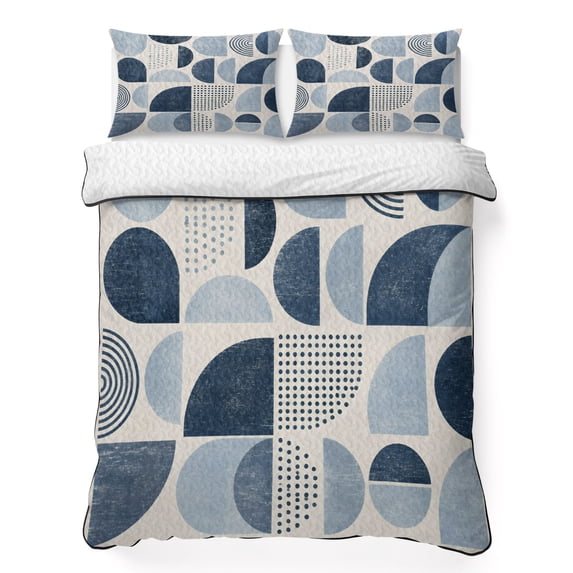 Abstract Semicircles 3 Piece Quilt Bedding Set with 2 Pillow Shams ...