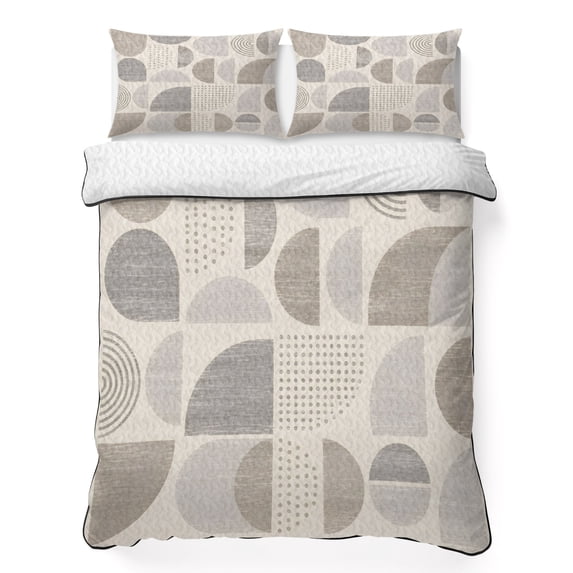 Abstract Semicircles 3 Piece Quilt Bedding Set with 2 Pillow Shams ...