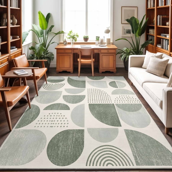 Abstract Semicircles 8'x10' Area Rug for Living Room Sectional Sofa ...