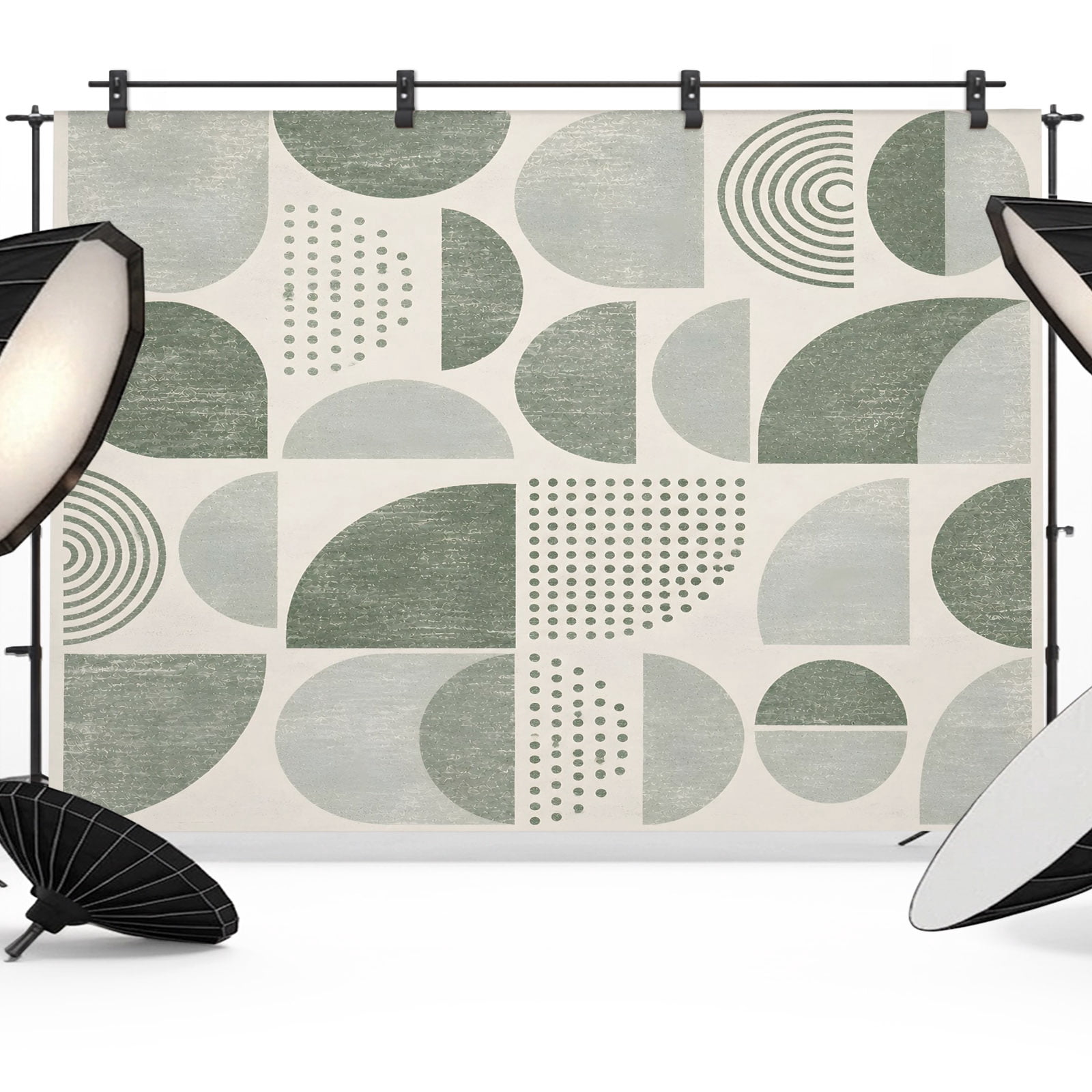 Abstract Semicircles Backdrops for Photography, Boho Art Modern Sage ...