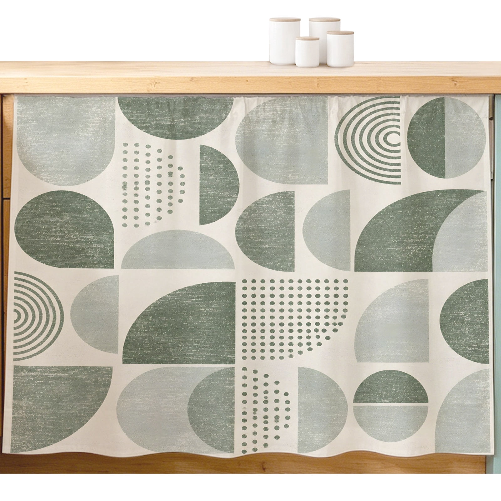 Abstract Semicircles Cabinet Curtains 10" W x 11" L, Boho Art Modern ...