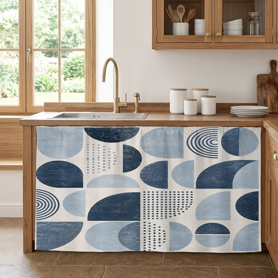 Abstract Semicircles Cabinet Curtains 28" W x 51" L, Boho Art Modern ...