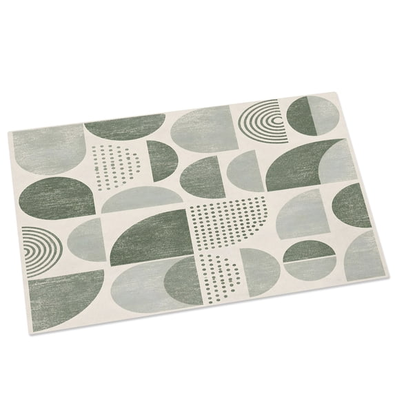 Abstract Semicircles Door Mat 20x31.5 Inch Boho Art Modern Sage Green ...