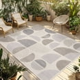 Abstract Semicircles Outdoor Rug, Boho Art Modern Taupe Sand Geometrics ...