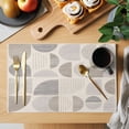 Abstract Semicircles Placemats Set of 2, Boho Art Modern Taupe Sand ...