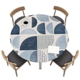 Abstract Semicircles Round Fitted Table Cover Boho Art Modern Denim ...