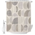 Abstract Semicircles Shower Curtain for Bathroom, Boho Art Modern Taupe ...