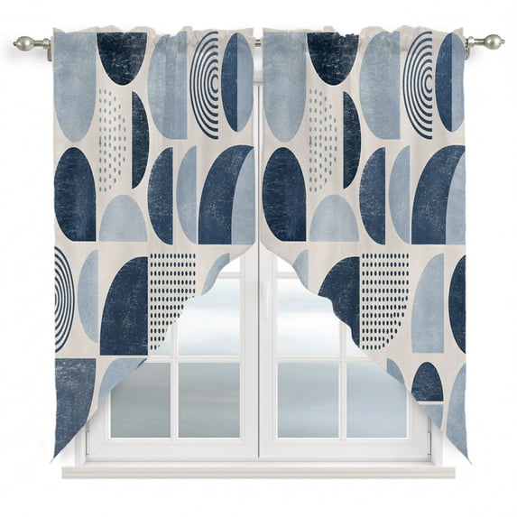 Abstract Semicircles Swag Valances for Windows 2 Pack Boho Art Modern ...
