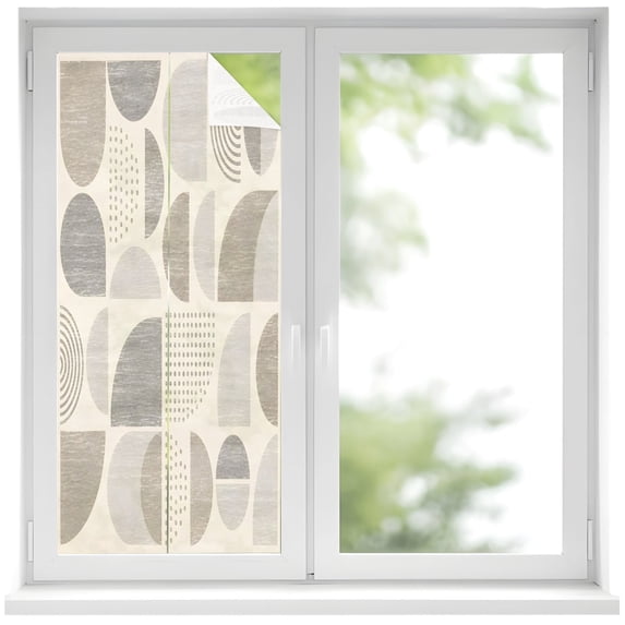 Abstract Semicircles Window Privacy Film Boho Art Modern Taupe Sand ...