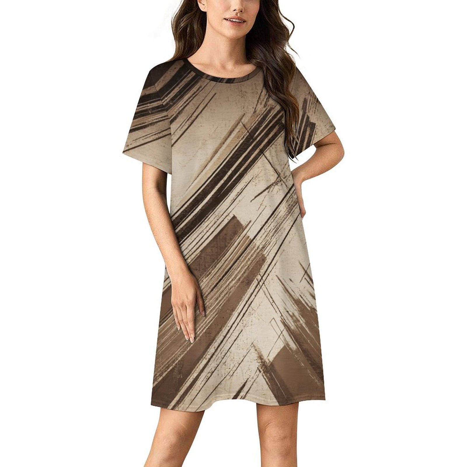 Abstract Sepia Brush Strokes Art Women Nightgown Sleepwear Short ...