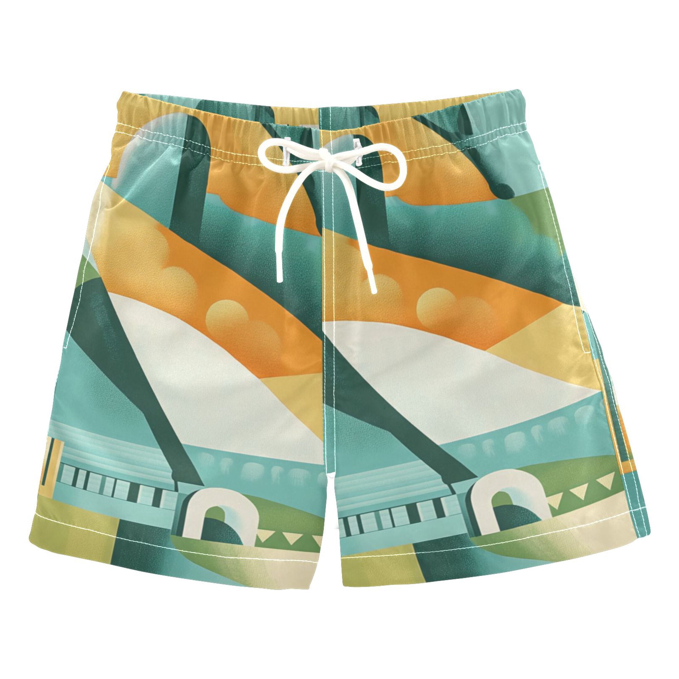 Abstract Shape Vector Art Boys Swim Trunks Quick Dry Boy Swim Shorts ...