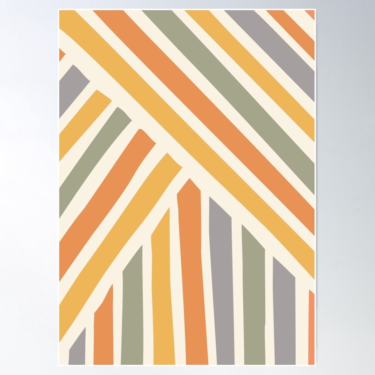 Abstract Shapes 192 In Sage Brown Mustard Shades Poster Wall Art Modern ...