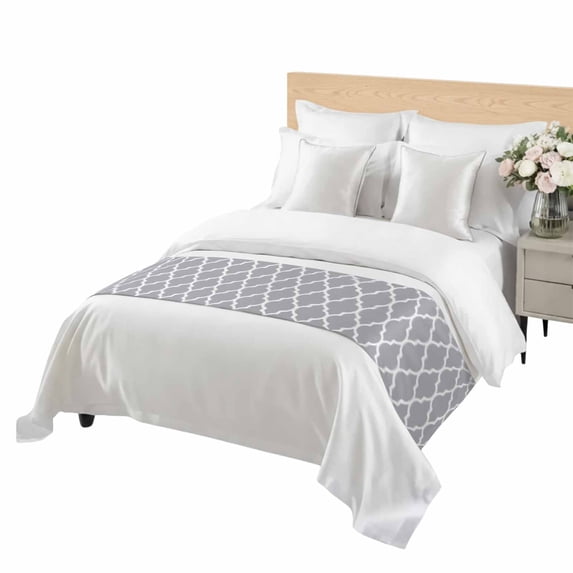 Abstract Shapes Bed Runner Twin Size Simple Abstract White Lines Shape ...