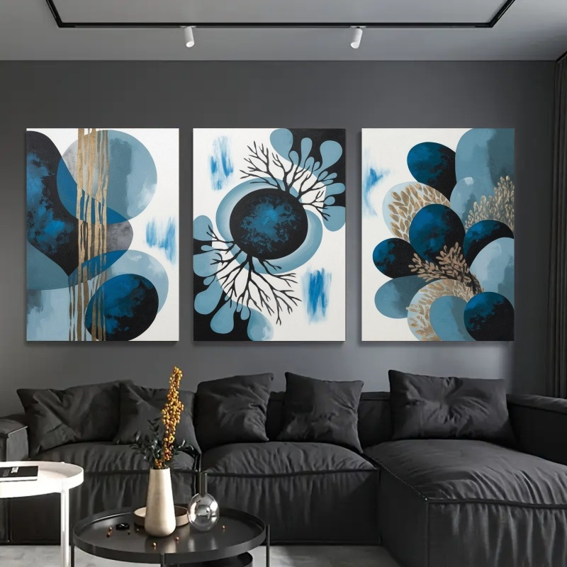 Abstract Shapes Canvas Wall Art 3pcs Unframed, Wall Decor for Bedroom ...