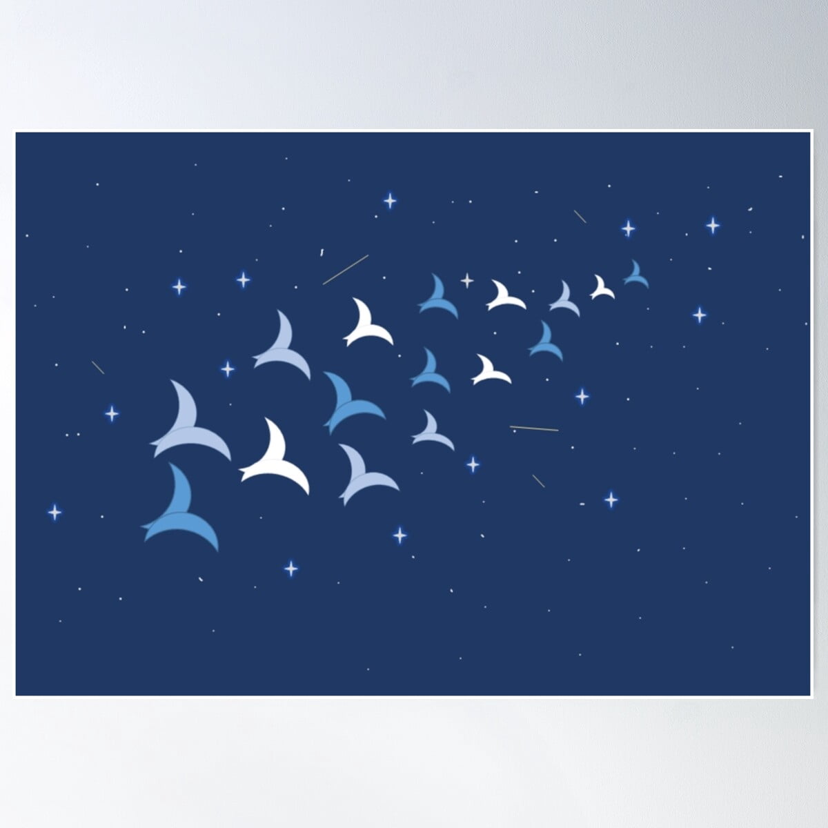 Abstract Shapes - Flying Birds Poster Wall Art, Modern Wall Decor For ...