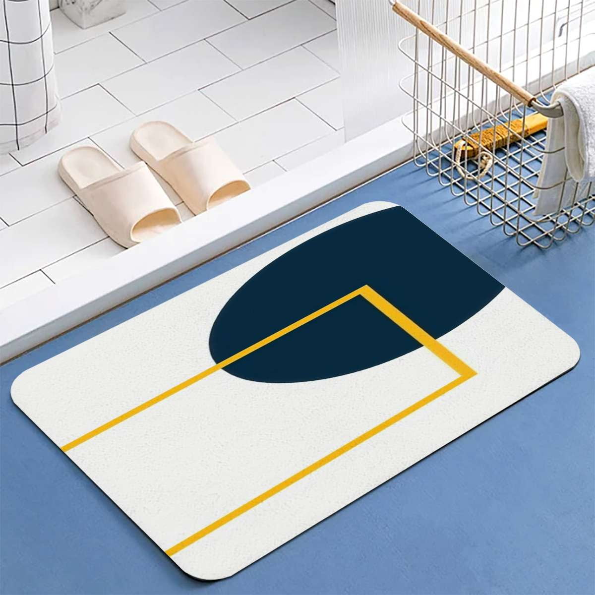 Abstract Shapes Minimal Design Diatomite Bath Mats Bathroom Absorbent ...