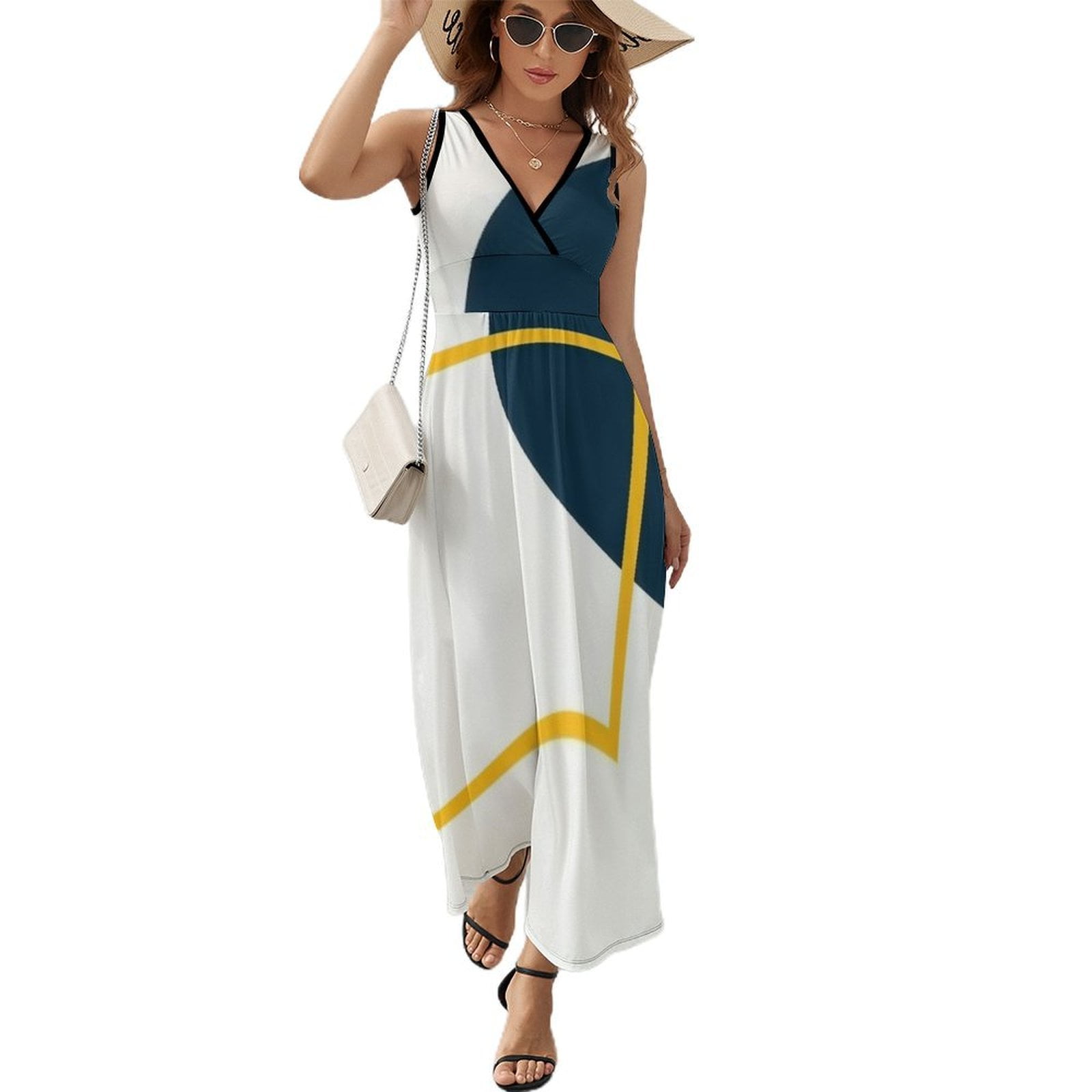 Abstract Shapes Minimal Design Dress Summer Street Style Bohemia Long ...