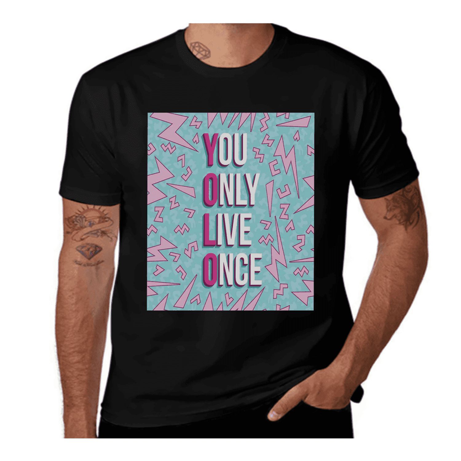 Abstract Shapes and Words-YOLO-Pale Pink-Pale Blue-Purple Casual ...