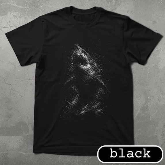 Abstract Shark Art Graphic T-Shirt, Minimalist Ocean Animal Tee, Great ...
