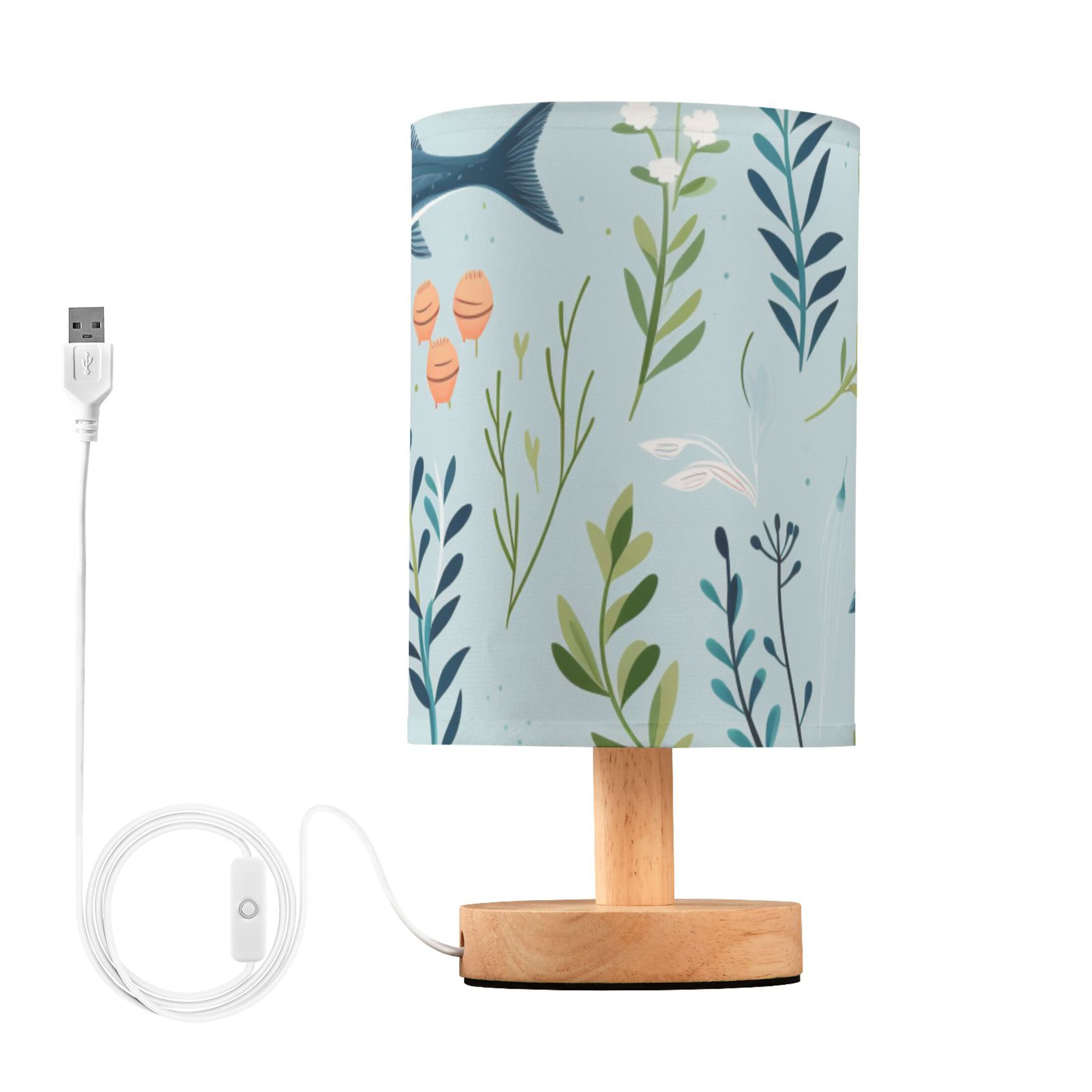 Abstract Shark Bedside Table Lamp LED Warm Lights with USB Charging ...