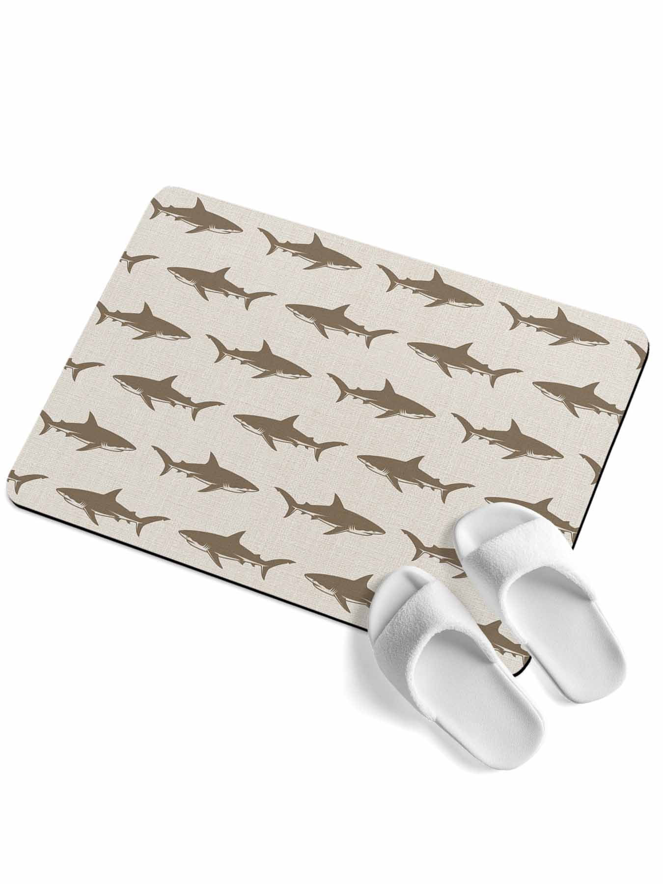 Abstract Sharks Soft Diatomaceous Earth Mat, Vintage Brown Fish Simple ...
