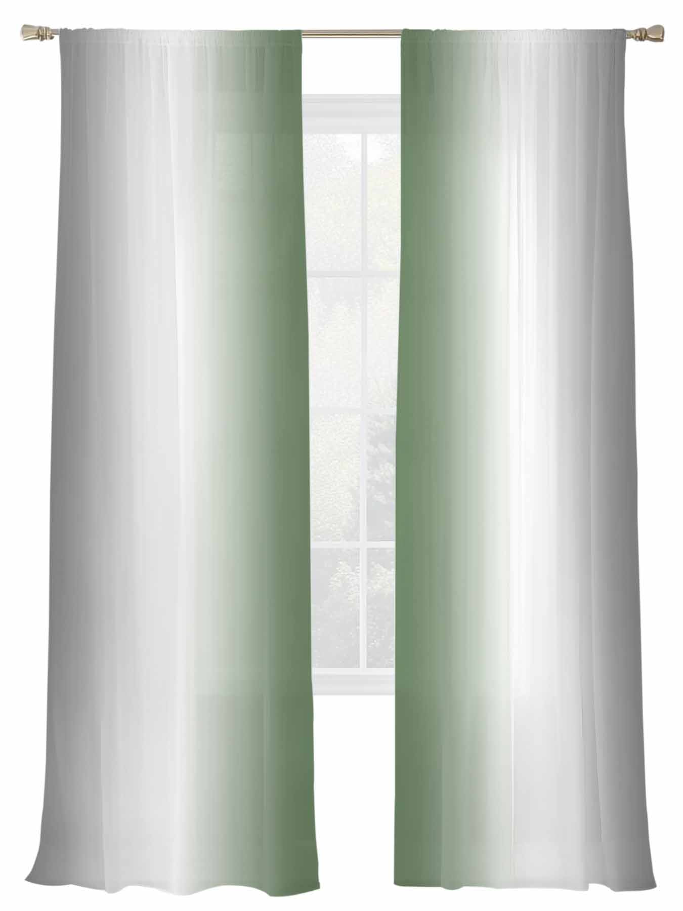 Abstract Sheer Curtains 2 Panels Set Dark Gray Sage Green Gradient ...