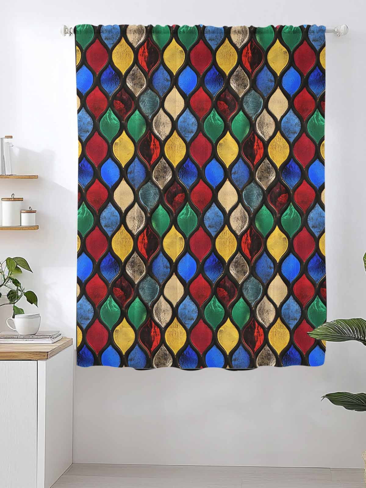 Abstract Sheer Curtains 72 Inch Long 1 Panel Stained Glass Moroccan ...
