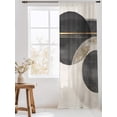 Abstract Sheer Curtains 84 Inch Long 1 Panel Mottled Geometric Black ...