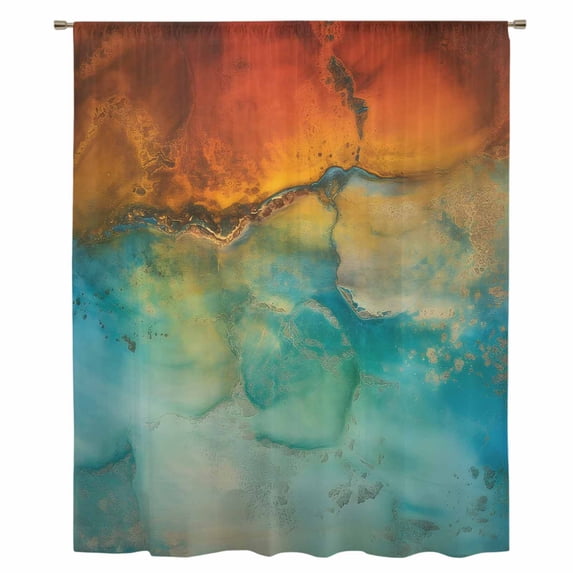 Abstract Sheer Curtains 84 Inches Long, Orange Teal Green Gradient ...