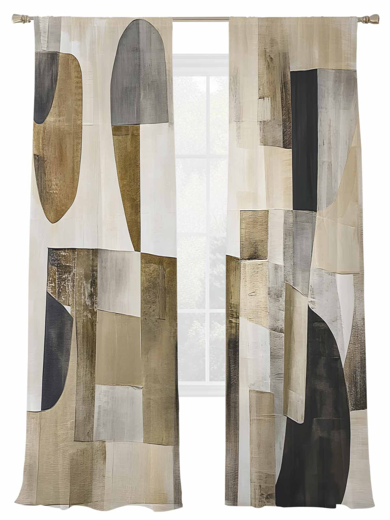 Abstract Sheer Curtains for Living Room Bedroom, Light-filtering Sheer ...