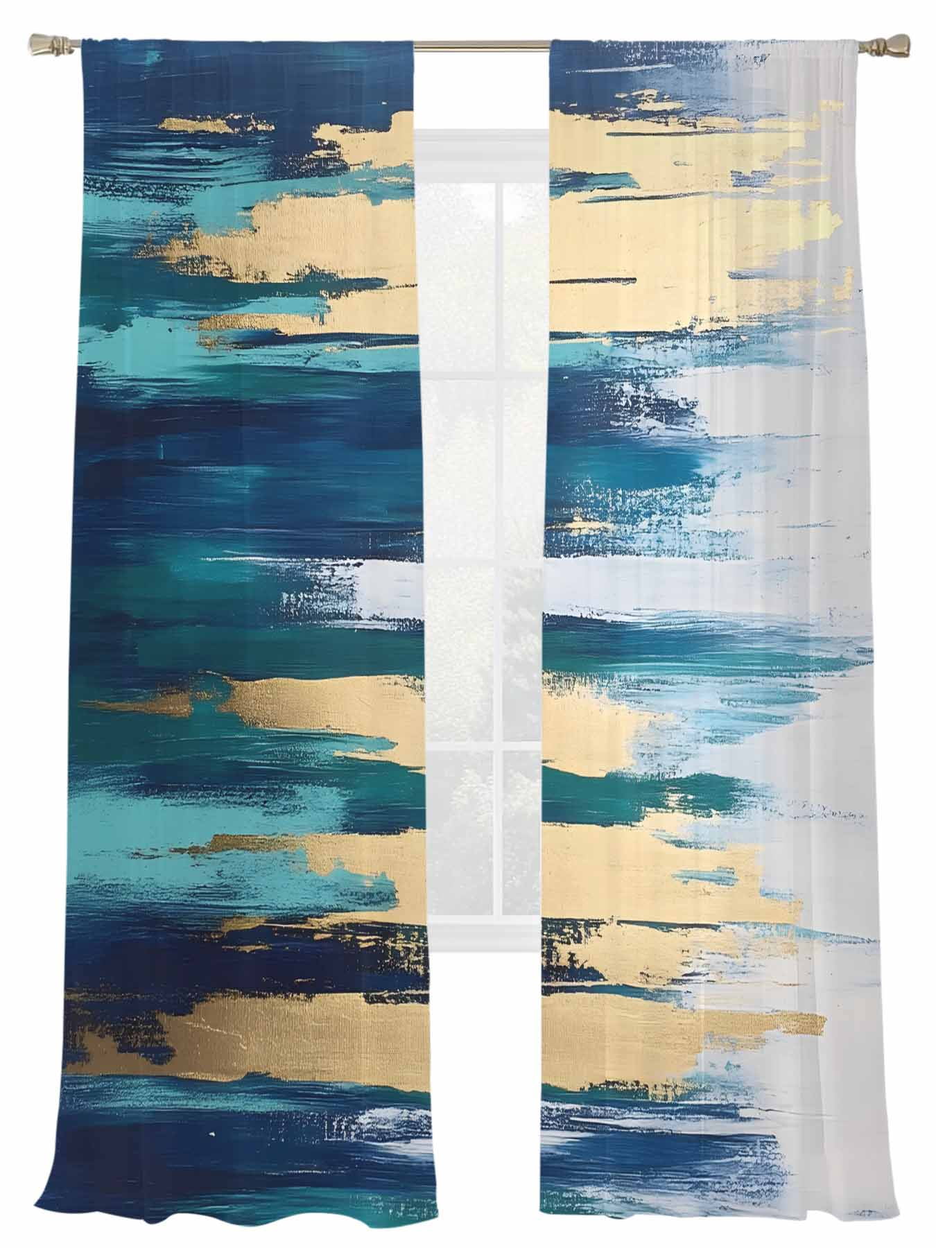 Abstract Sheer Curtains for Living Room Bedroom, Light-filtering Sheer ...