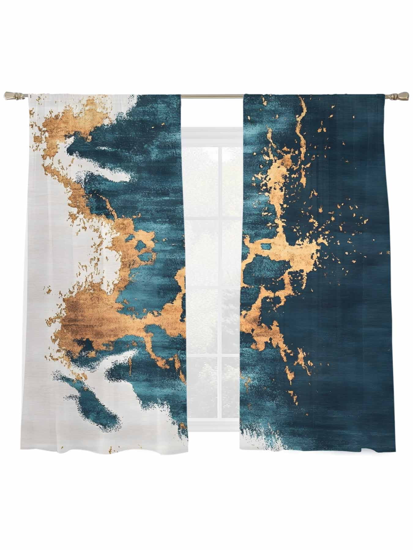 Abstract Sheer Curtains for Living Room Bedroom, Light-filtering Sheer ...